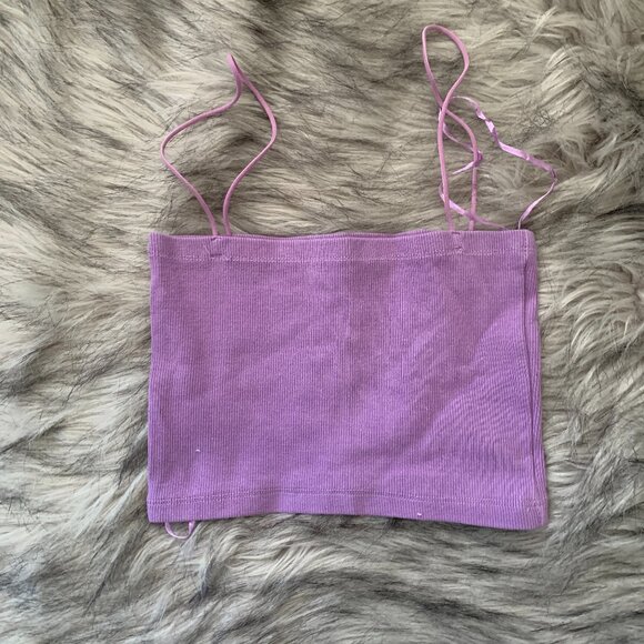Zara | Tops | Zara Ribbed Crop Tube Top With Straps Lilac Size M | Poshmark